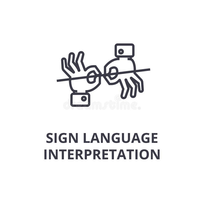 Sign Language Interpretation Line Icon, Outline Sign, Linear Symbol ...