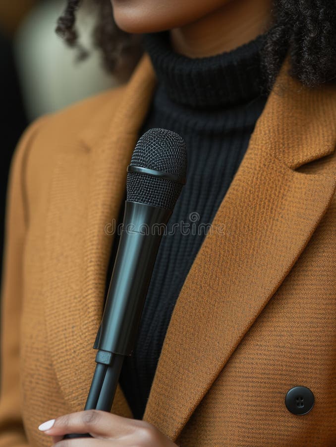 Sign Language Interpreter Conveys Message at Professional Event Stock ...