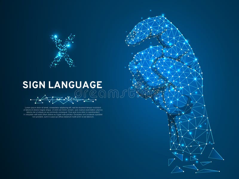 Sign Language X Letter, Low Poly Hand Pointing, Showing Down. Polygonal ...