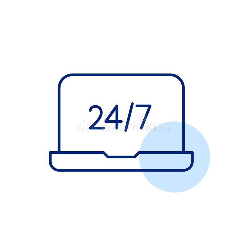 24 7 Sign on Laptop Screen. Ongoing Service, Round the Clock Support ...