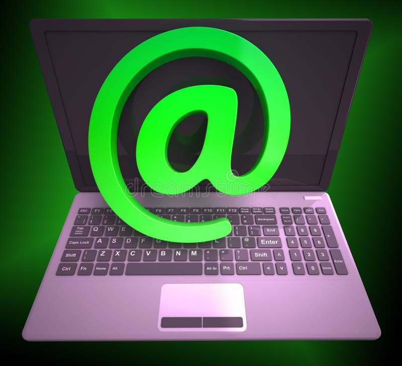 At Sign Laptop Shows Online Mailing Communication Stock Illustration ...