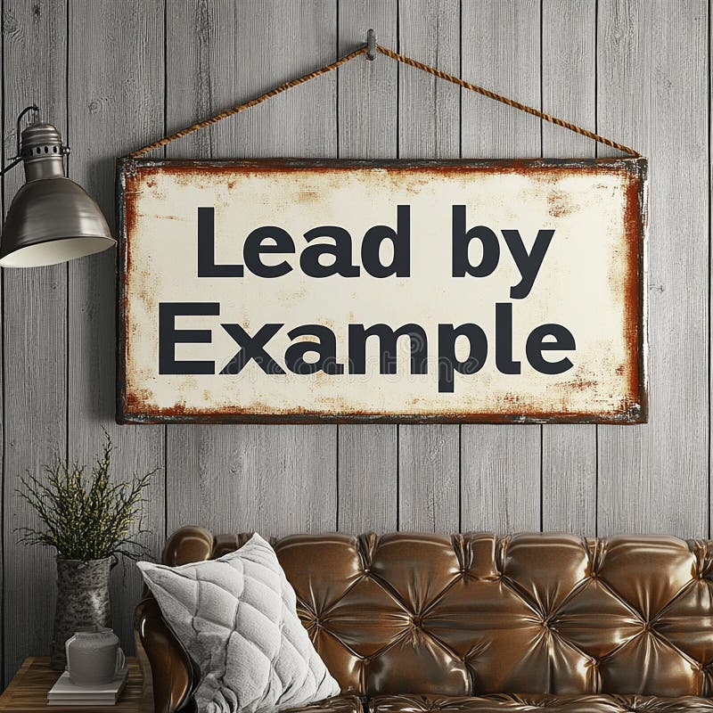 Sign with "Lead by Example" on a Neutral Backdrop Stock Illustration - Illustration of ...