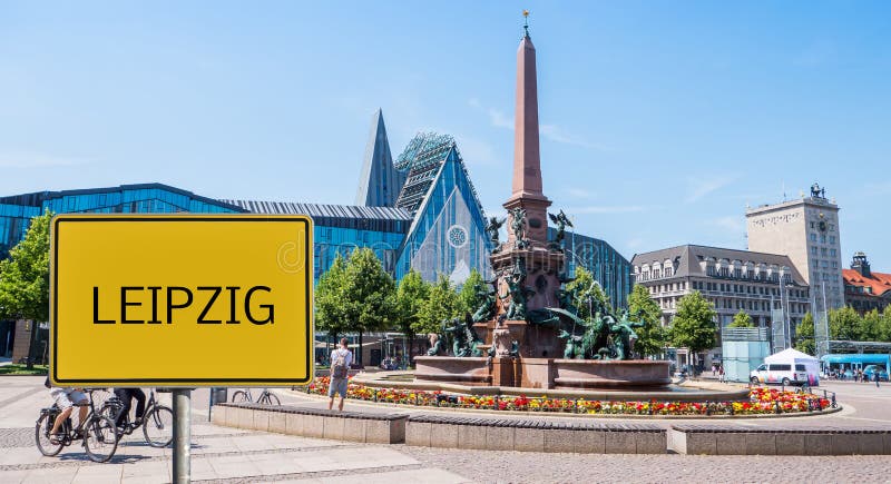 Sign Leipzig Skyline in East Germany Editorial Stock Image - Image of ...
