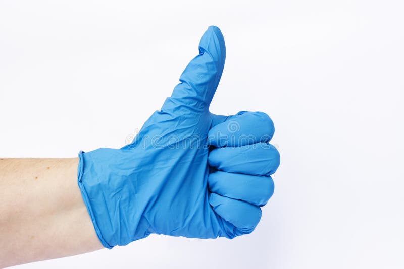 Sign Like Hand in Blue Glove Stock Image - Image of glove, hygiene ...
