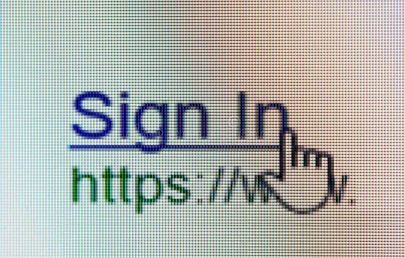 Sign in Link with Mouse Pointer Stock Photo - Image of security ...