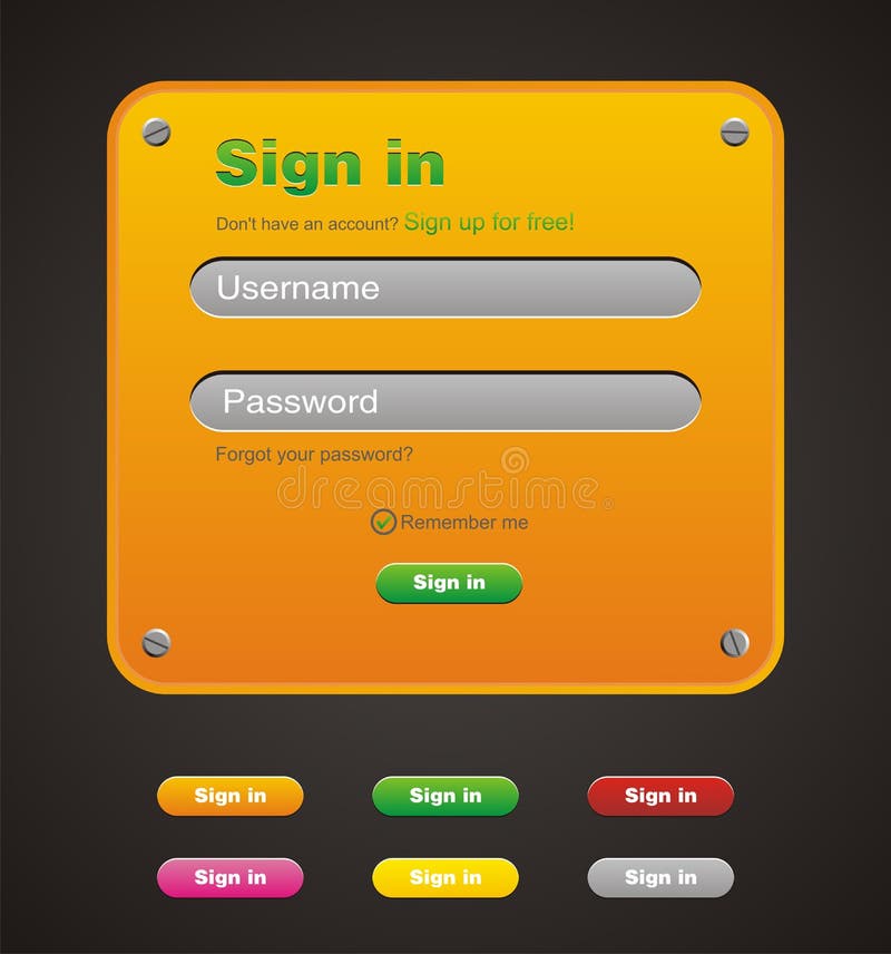 Login and Sign in Button - Green Colour Stock Illustration ...