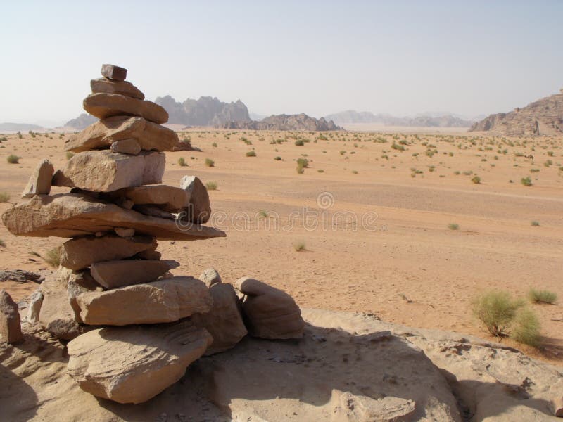 Sign Made with Stones in the Wadi Rum Desert, Jordan Stock Photo ...