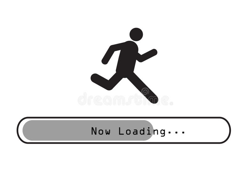 Sign Man Running on Loading Bar Stock Vector - Illustration of happy ...