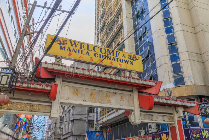 Sign of Manila china town editorial stock photo. Image of metro - 83309328