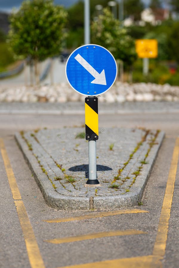 Sign Marking the Correct Driving Lane into a Roundabout.. Stock Image ...