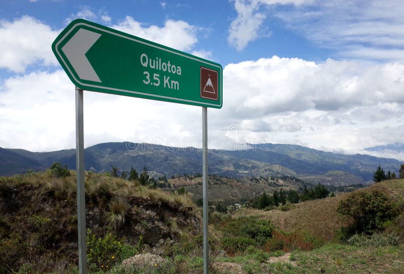 A Sign Marks the Way of the Quilotoa Loop Hike Stock Image - Image of ...