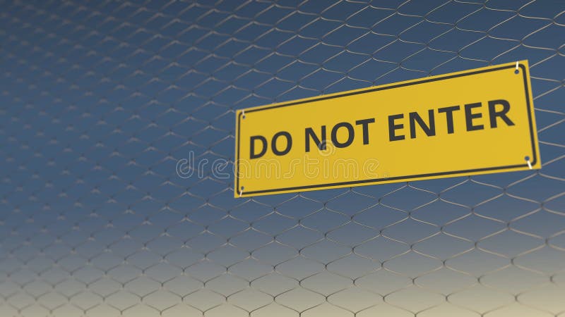 Do Not Enter Sign. Blue Prohibition Sign, Fence. Descent into Water for ...