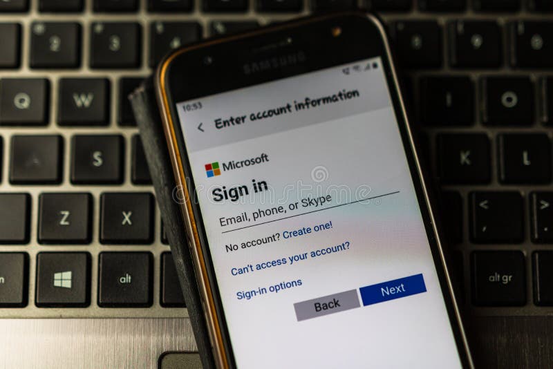 Sign in Microsoft Account on Smartphone Screen Pixelated Close Up View ...