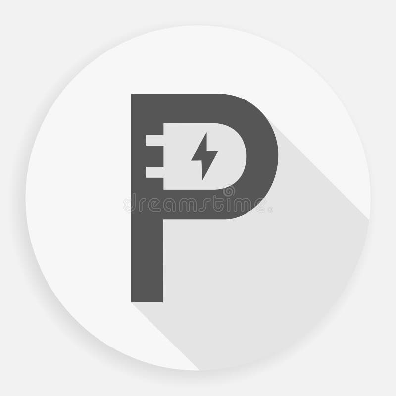 P Letter with Electric Plug Icon. Stock Vector - Illustration of place ...