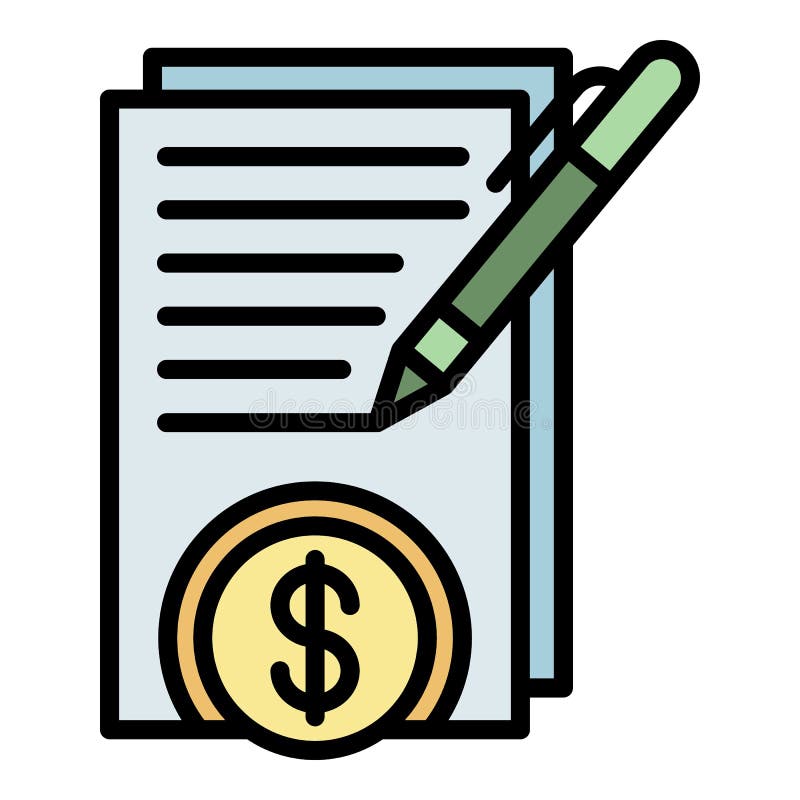 Money with Contract Flat Icon. Money and Document Orange Icons in ...
