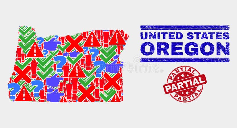 Composition of Oregon State Map Sign Mosaic and Grunge Partial ...