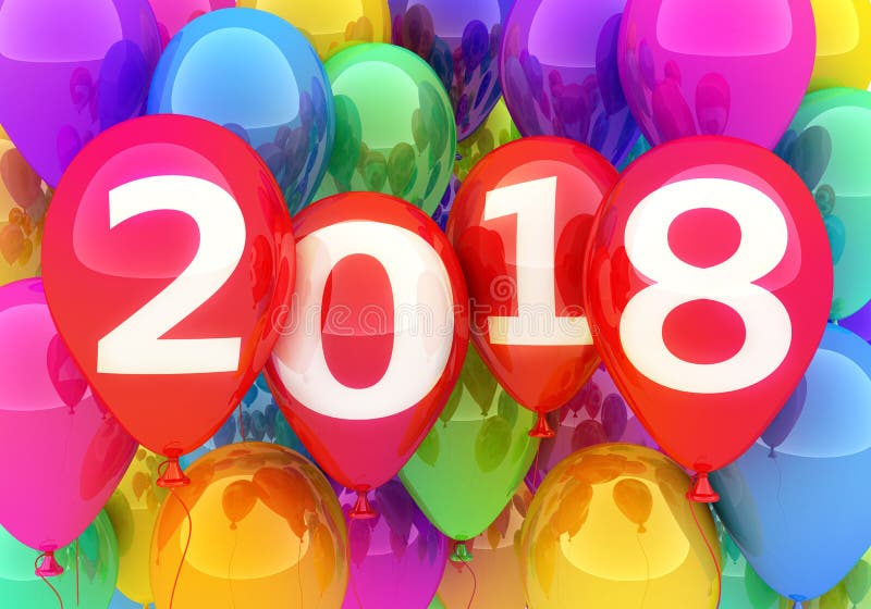 Sign New Year 2018 and Many Balloon Stock Illustration - Illustration ...