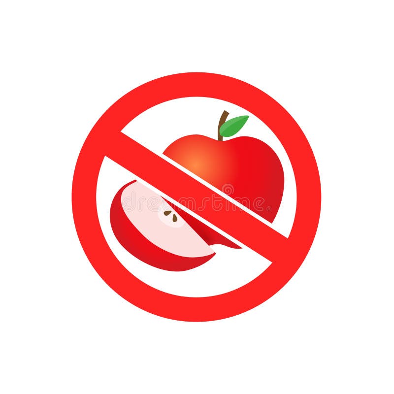 Sign No Apple. Red Stop Sign Fruit Apple Stock Vector - Illustration of ...