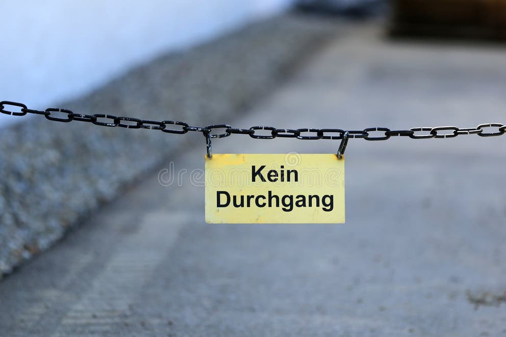 Sign No Passing in German Hanging on a Chain Stock Image - Image of ...
