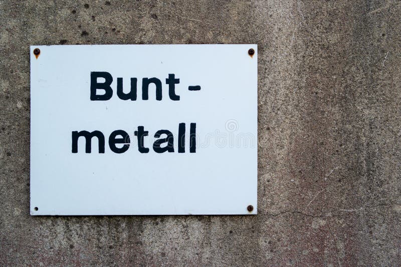 Sign for Non-ferrous Metal in the Recycling Center in German Stock ...