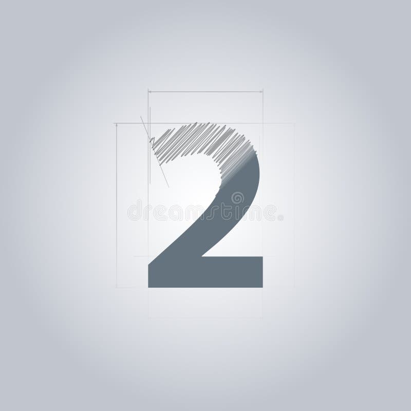 Sign Number Two. Logotype Architectural Design. Grey Color. Blueprint ...