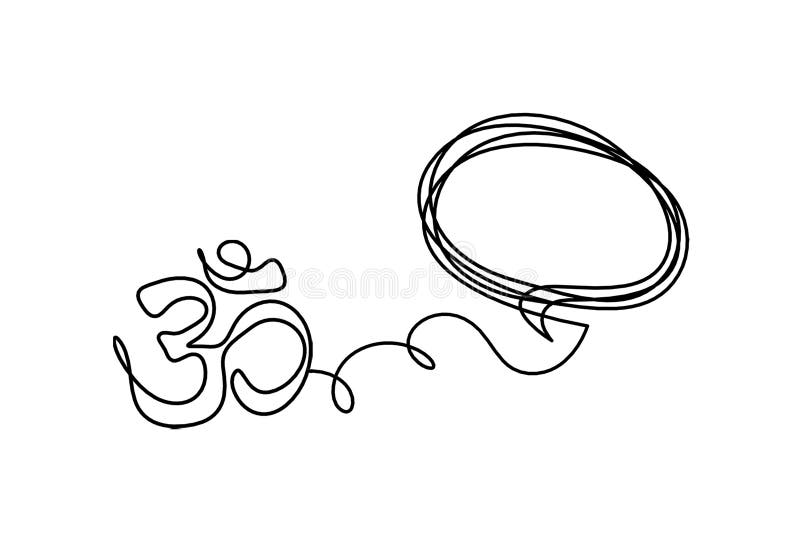 Sign of OM with Comment As Line Drawing on the White Stock Illustration ...