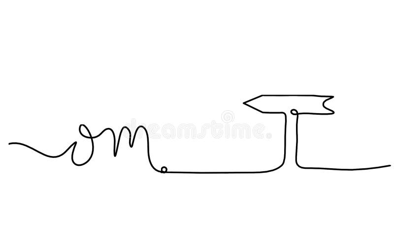 Sign of OM with Direction As Line Drawing on the White Stock ...