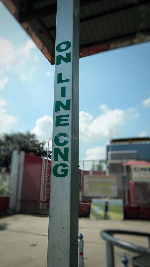 Sign of Online Cng Gas on the Pole. Sign Board of Cng Pump Stock Image ...