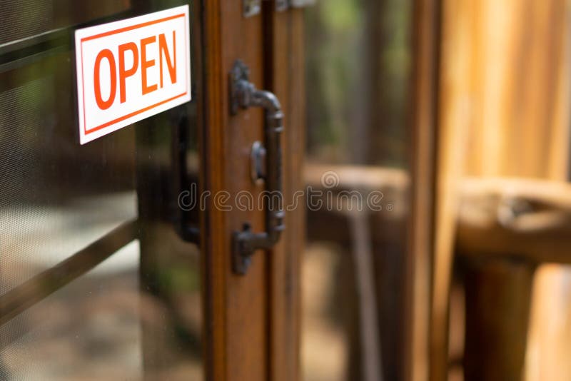 The Sign is Open at the Door of the House, Welcome Symbol Stock Photo ...