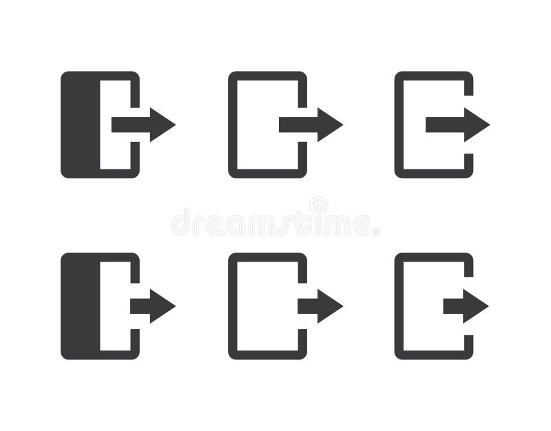 Sign Out or Log Out Sign Icon Set Isolated Flat Style Design Stock ...