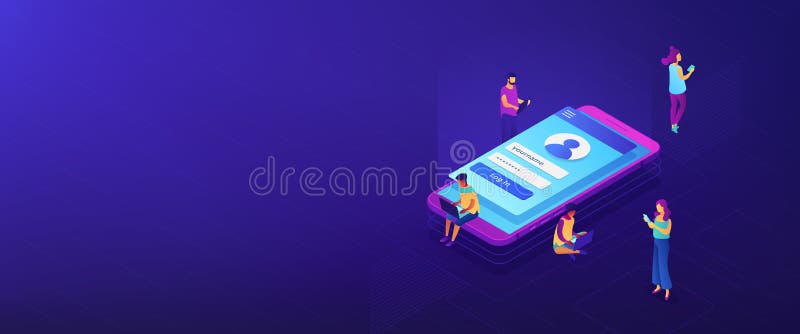 Sign in Page Isometric 3D Banner Header. Stock Vector - Illustration of ...