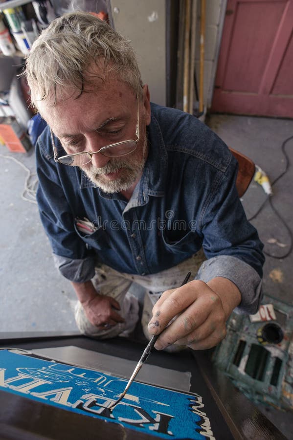Sign Painter Working stock image. Image of adult, commercial - 2140213