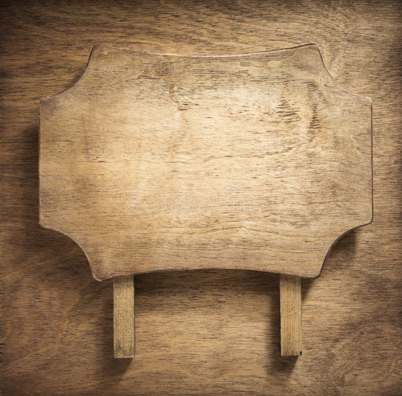 Sign Panel at Wooden Background Stock Image - Image of panel, badge ...