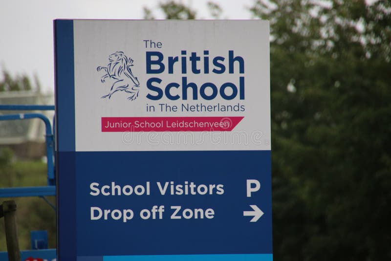 Sign at Parking Lot of the British School in the Netherlands Editorial ...
