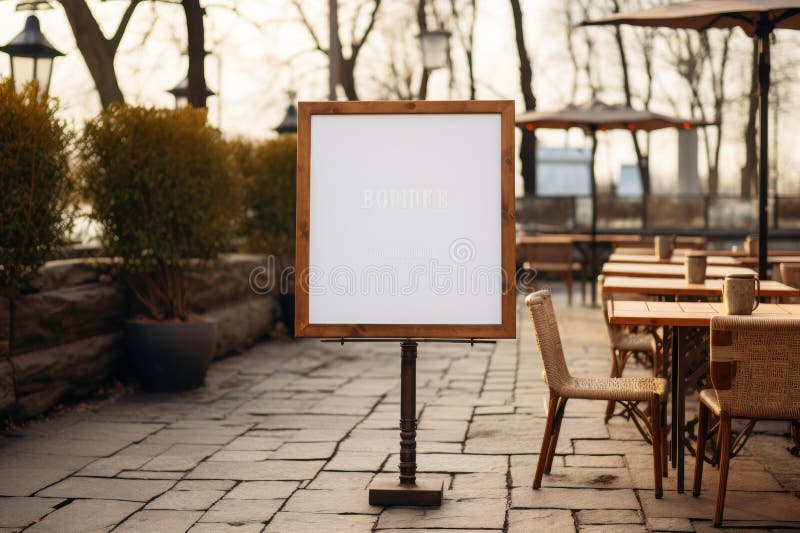 A Sign on Patio Mockup in the Restaurant. Generative AI Stock ...