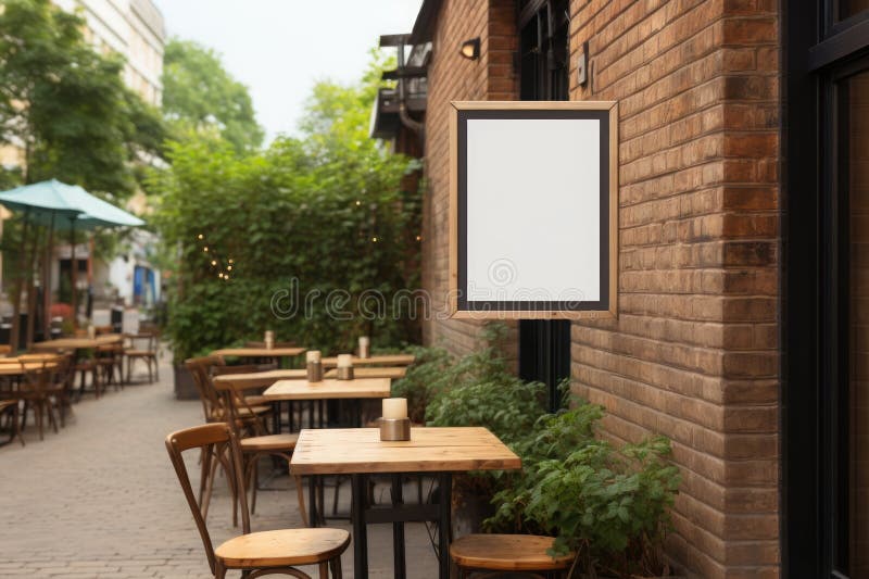 A Sign on Patio Mockup in the Restaurant. Generative AI Stock ...