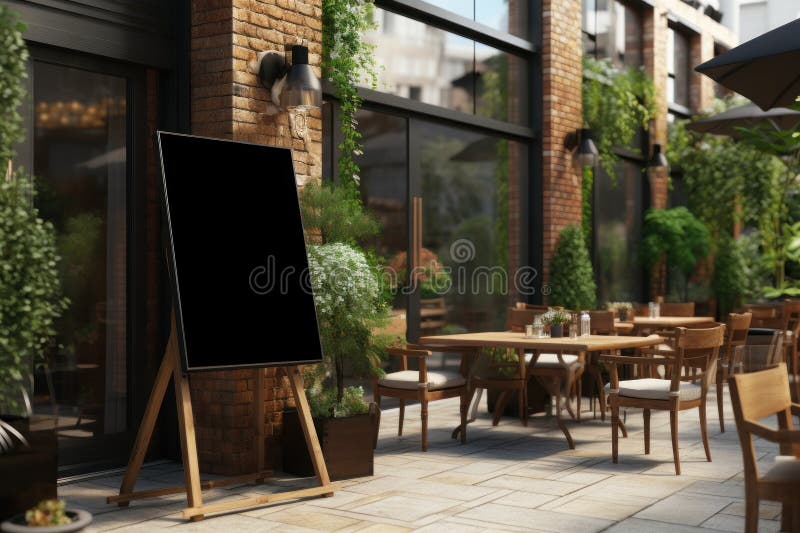 A Sign on Patio Mockup in the Restaurant. Generative AI Stock ...