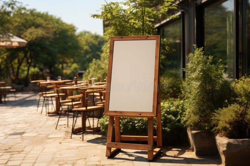 A Sign on Patio Mockup in the Restaurant. Generative AI Stock ...