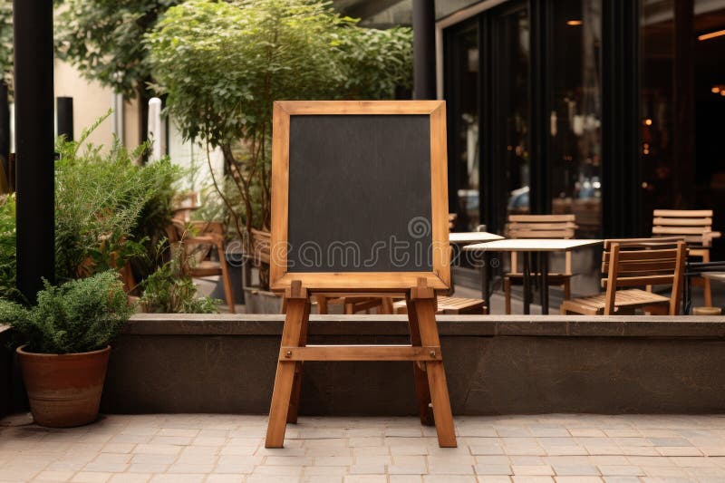 A Sign on Patio Mockup in the Restaurant. Generative AI Stock ...