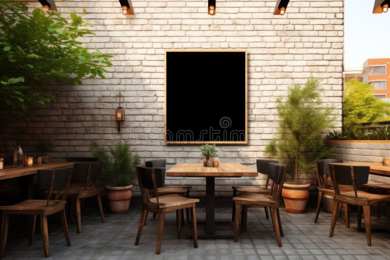 A Sign on Patio Mockup in the Restaurant. Generative AI Stock ...