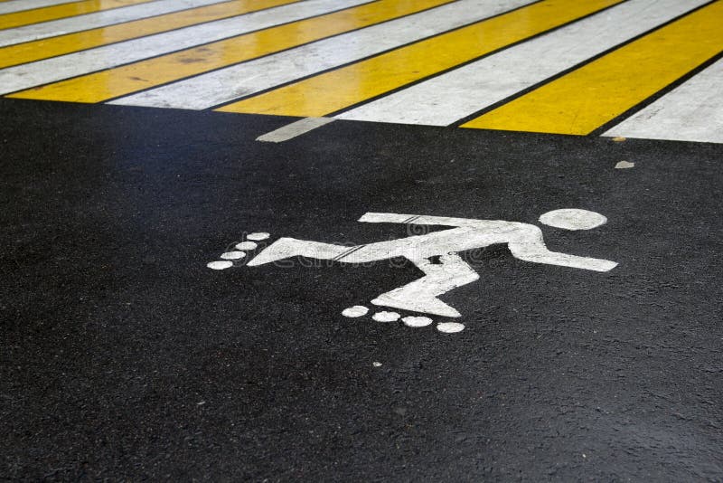 The Sign on the Pavement, Pedestrian Crossing Stock Image - Image of ...