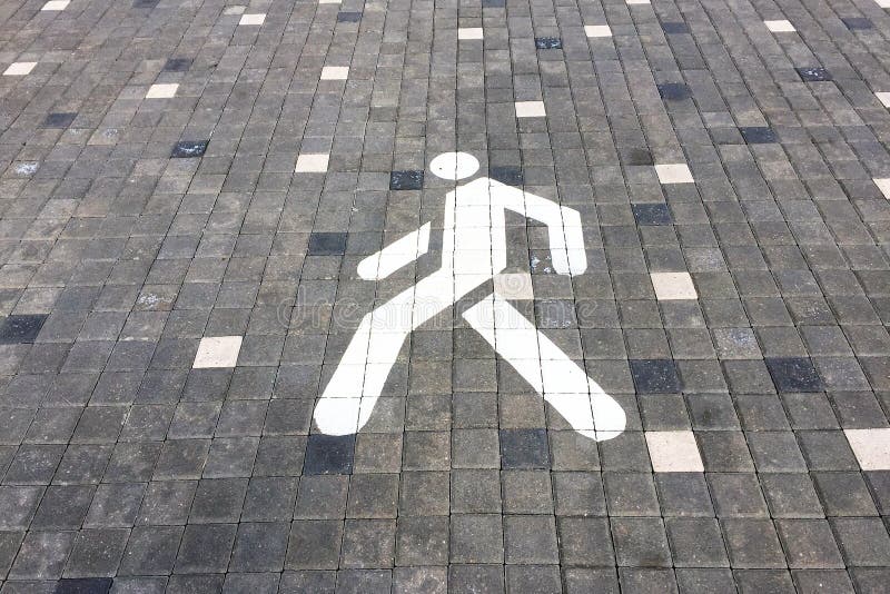 Sign of Pedestrian Area on Pavement Stock Photo - Image of pedestrian ...