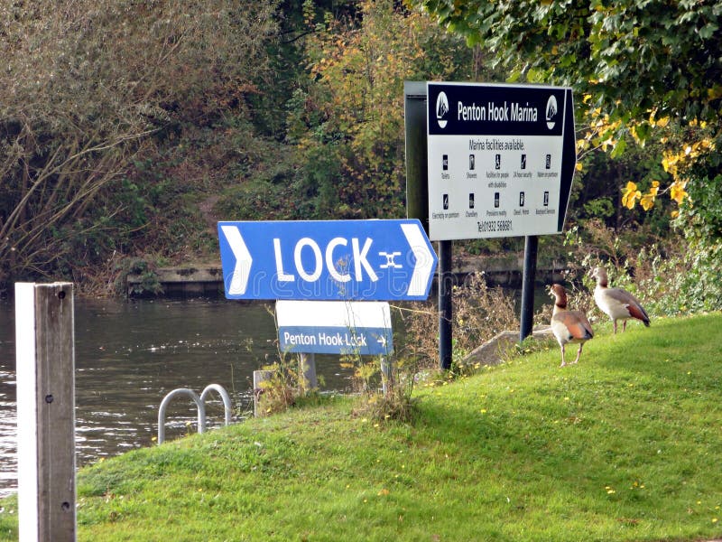 Sign for Penton Hook Lock in Laleham Surrey. Editorial Image - Image of ...