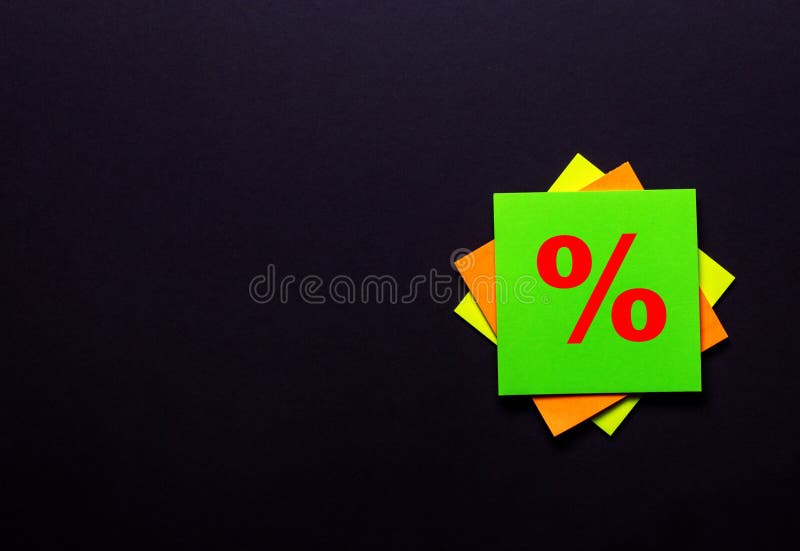 Sign Percentage on a Bright Sticker on a Dark Background Stock Photo ...