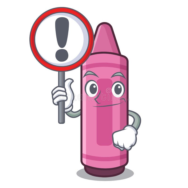 With Sign Pink Crayon Isolated in the Mascot Stock Vector ...