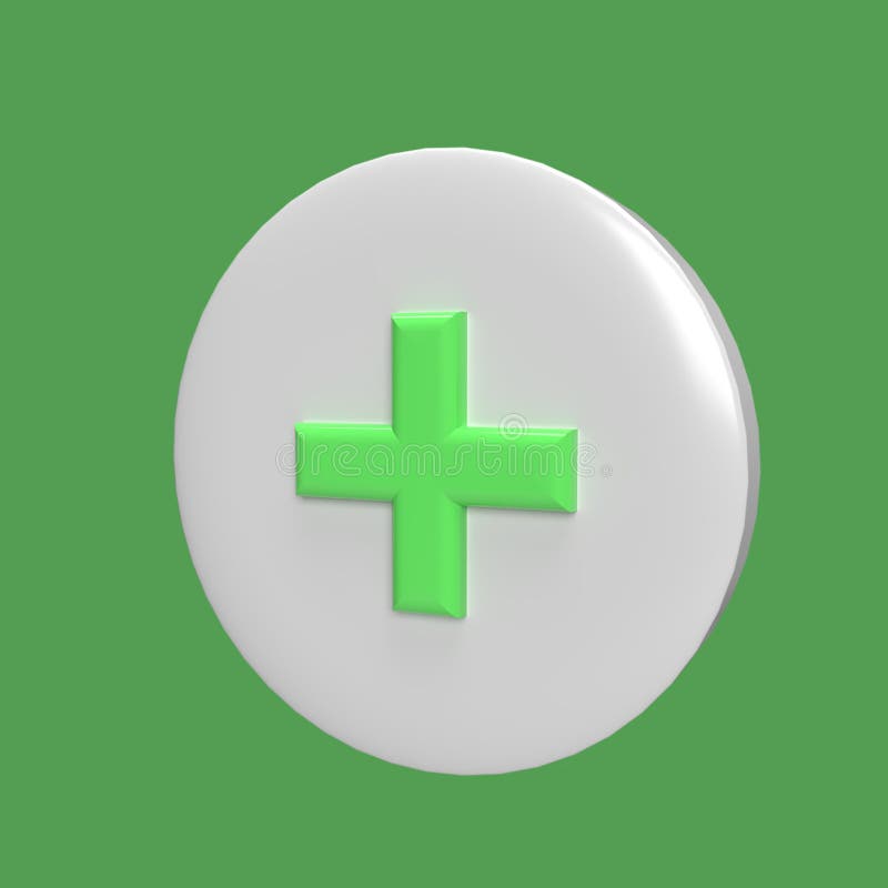 Sign Plus Cartoon Style. 3d Render Illustration Stock Illustration ...