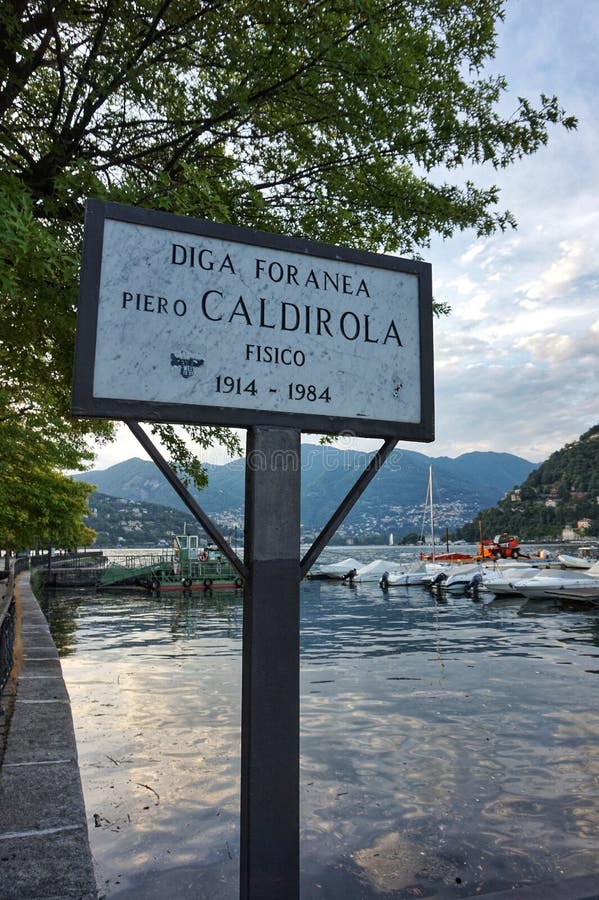 A Sign with a Pointer in the Port of the City of Ancient Como ...