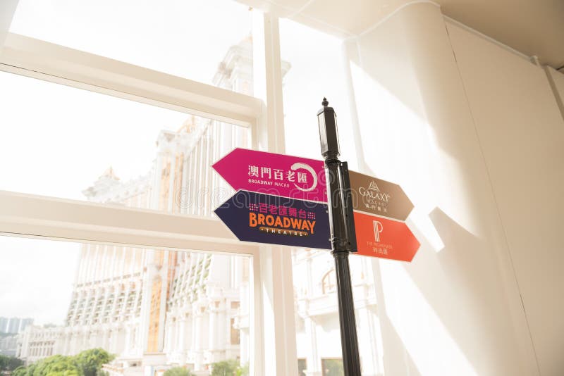 Sign Post at the Corner in Macao Editorial Photo - Image of post, route ...