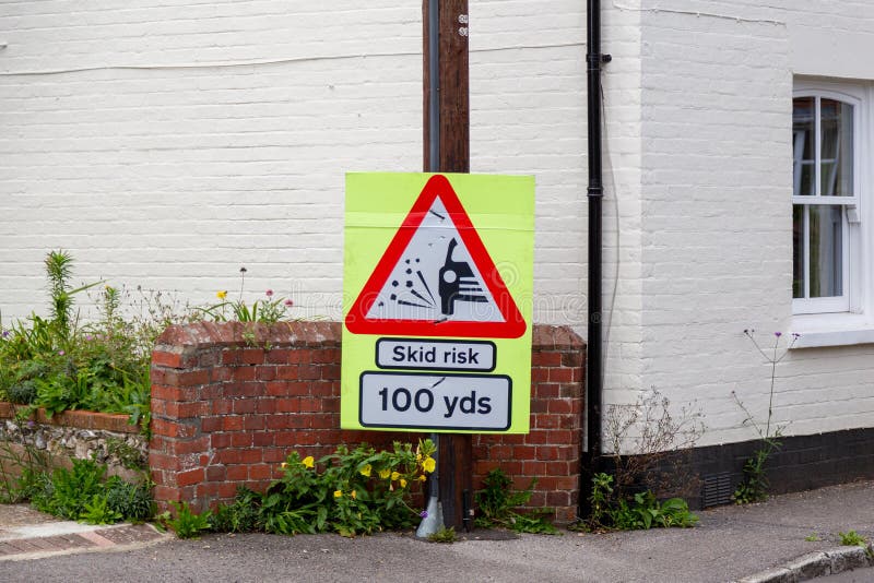 Skid Risk Warning Road Sign Stock Image - Image of sign, limit: 229437927