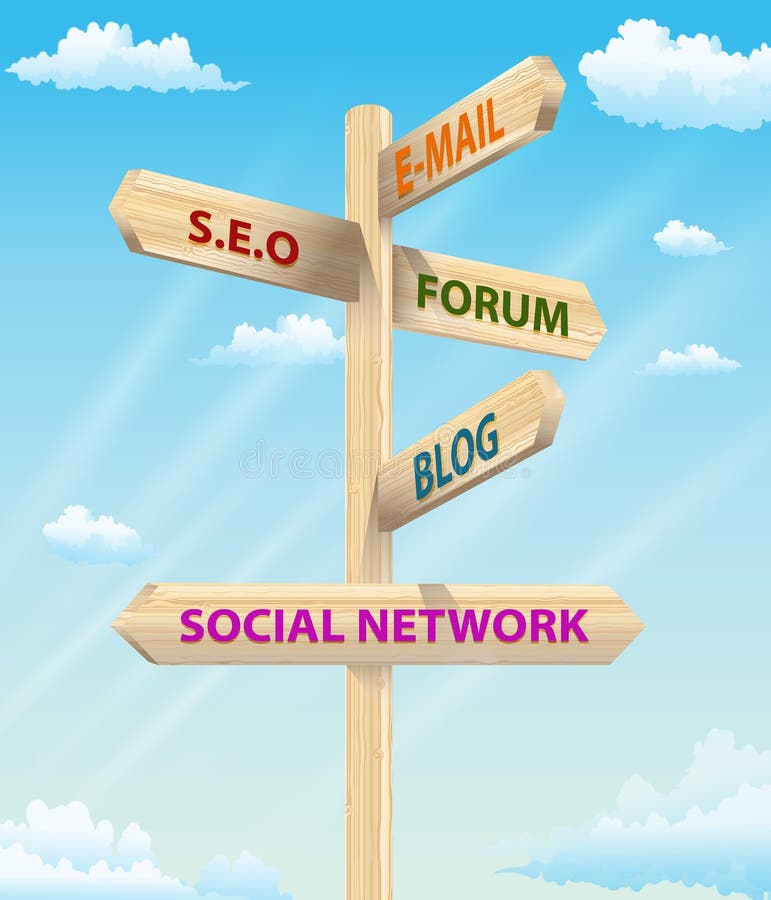 Sign Post Internet Marketing Stock Vector - Illustration of identity ...